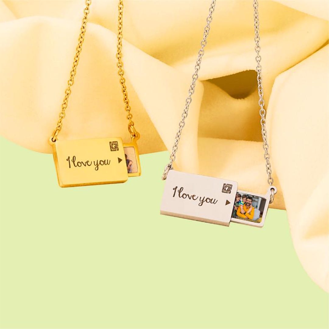 Secret Message Personalized Envelope Necklace, Hidden Message Necklace ...