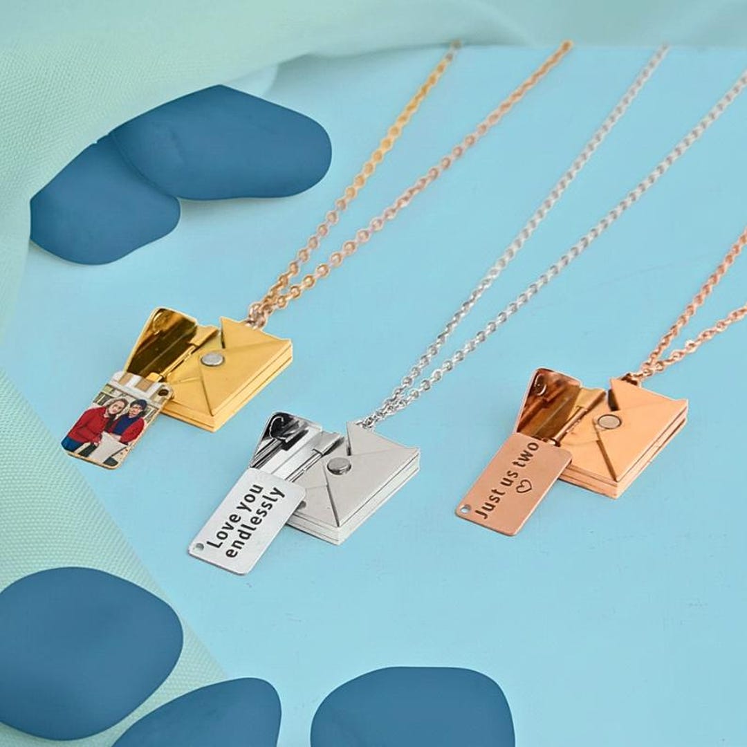 Secret Message Personalized Envelope Necklace, Hidden Message Necklace ...