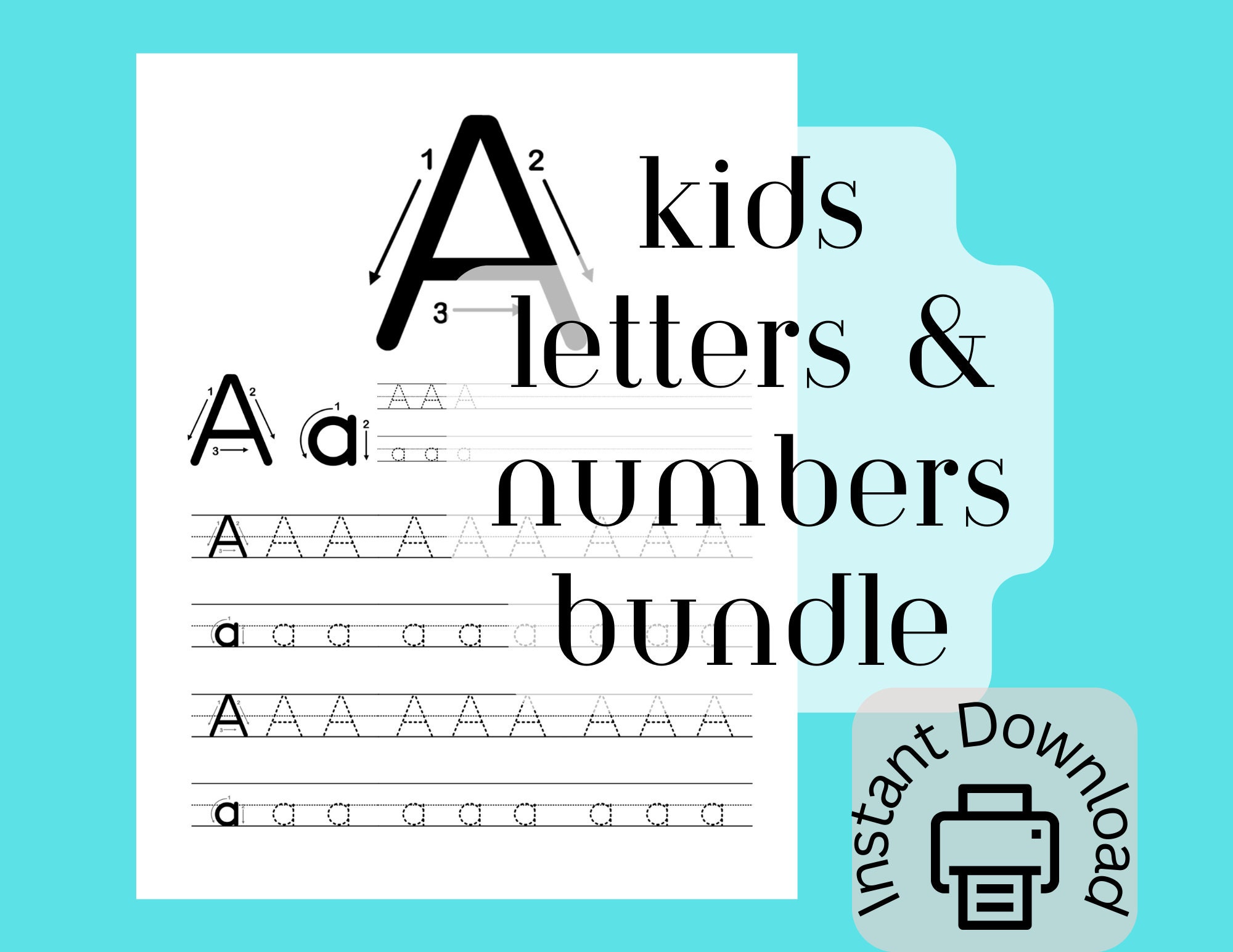 Kids Letters and Numbers Practice Sheets - Etsy