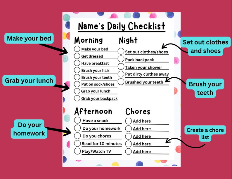 Editable Kids Daily Checklist - Etsy Australia