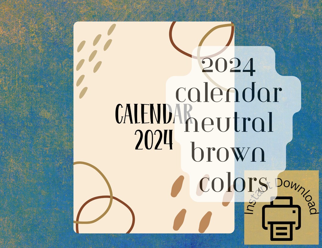 2024 Calendar Neutral Brown Colors - Etsy
