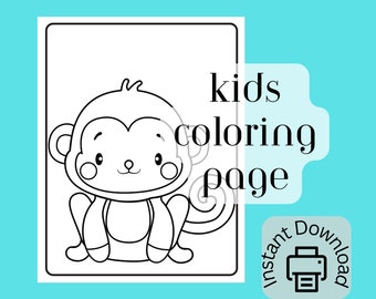 Monkey Kids Coloring Page Printables Collection of 12 Cute Monkeys - Etsy