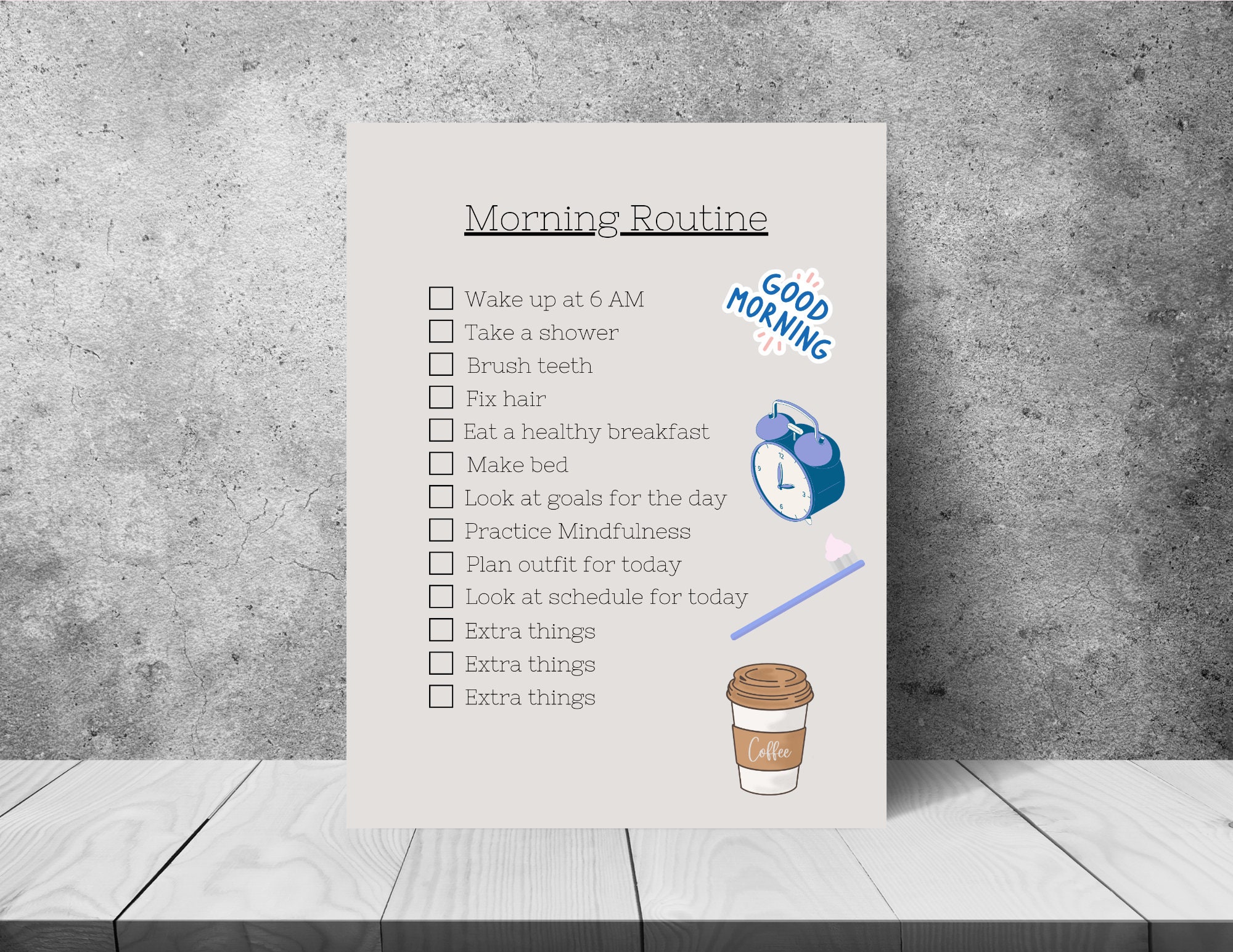 Editable Morning Routine Checklist - Etsy