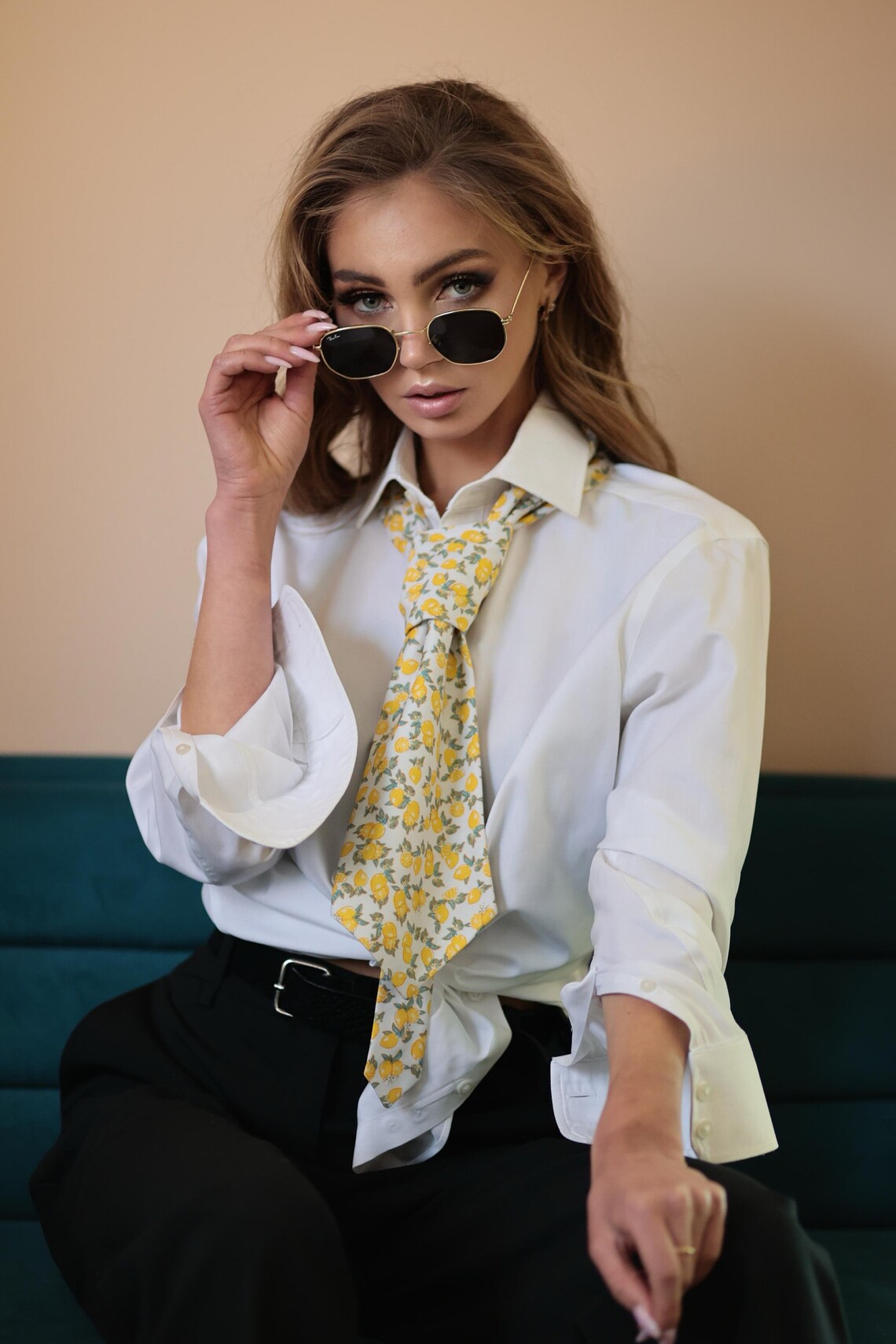 Women's Wide Tie. Gift for Her. Necktie. Print Lemons. Modern Jabot - Etsy