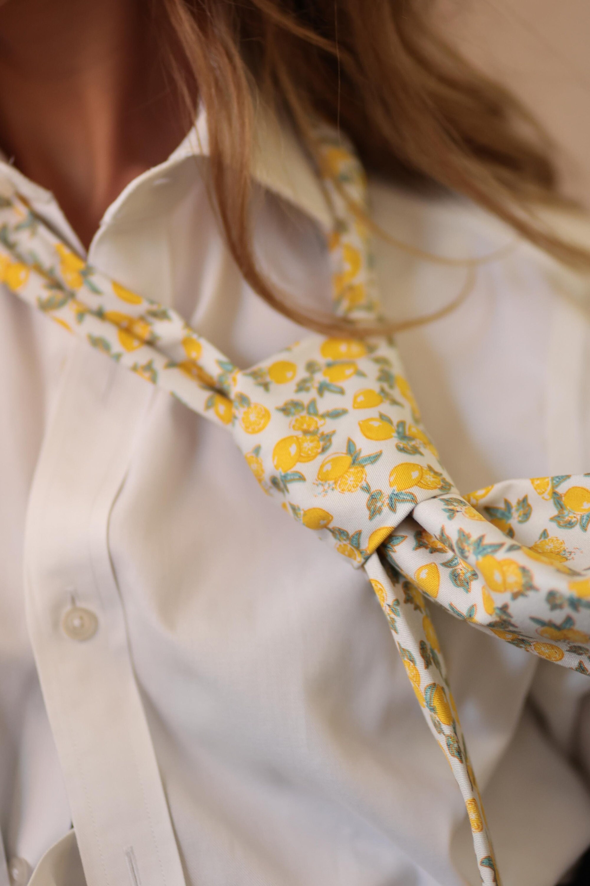 Women's Wide Tie. Gift for Her. Necktie. Print Lemons. Modern Jabot - Etsy