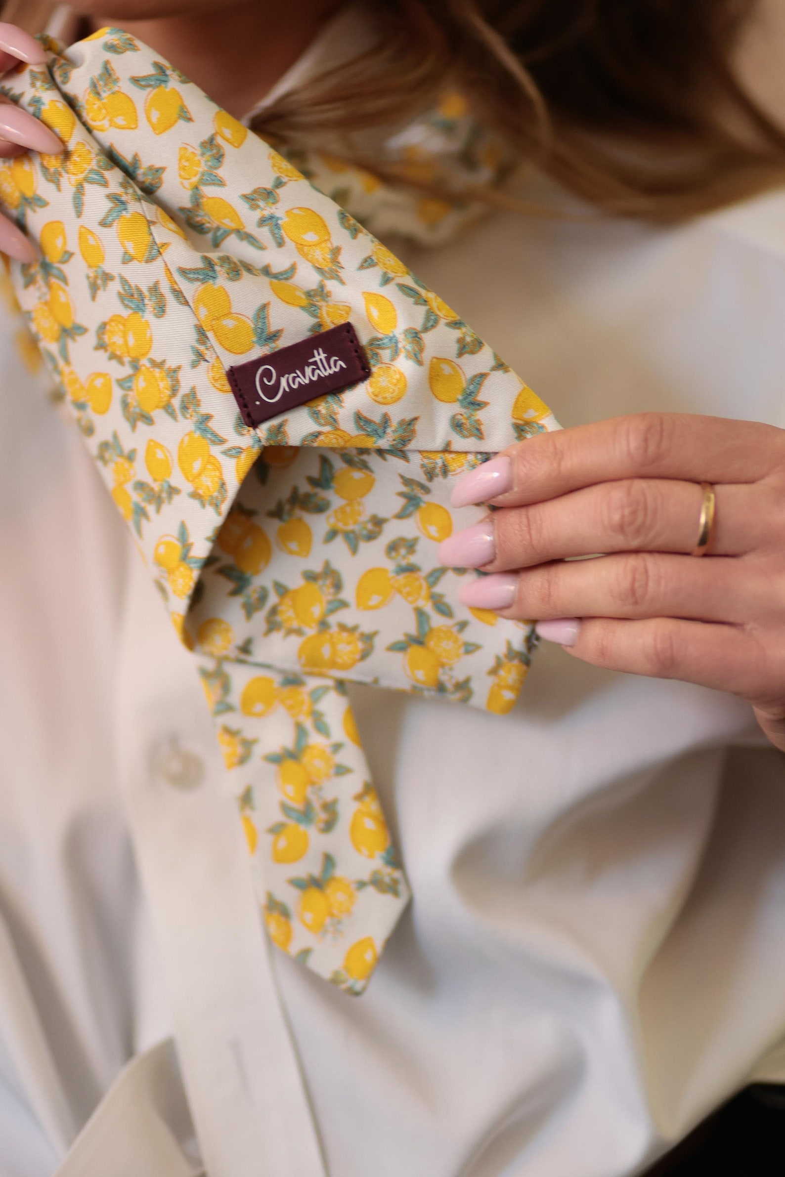 Women's Wide Tie. Gift for Her. Necktie. Print Lemons. Modern Jabot - Etsy