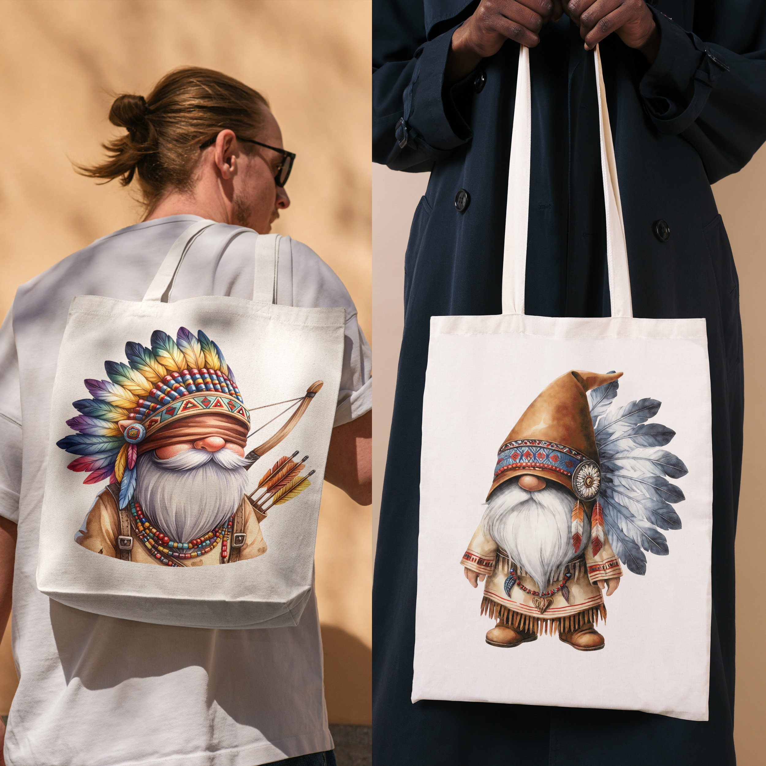 Native American Gnome Clipart, Watercolor Tribal Gnome PNG (digital ...