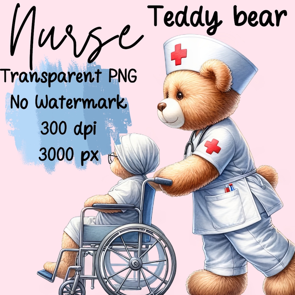 30 PNG Watercolor Nurse Clipart,teddy Bear Cute Nurse,teddy Bear Nurse,nurse Life,animal Cute ...