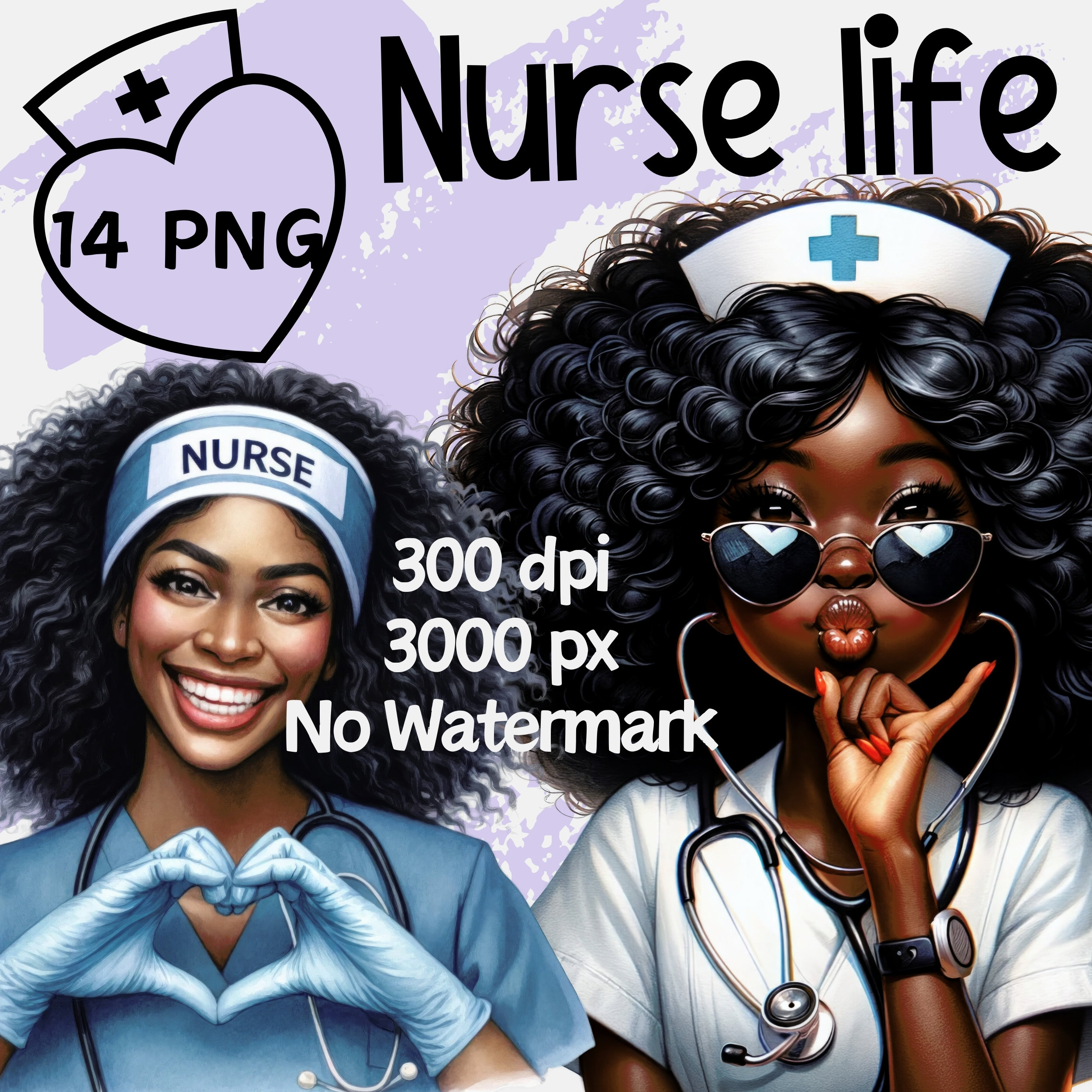 14 African Black Girl Nurse Life Bundle PNG Files, Afro Woman Nurse ...