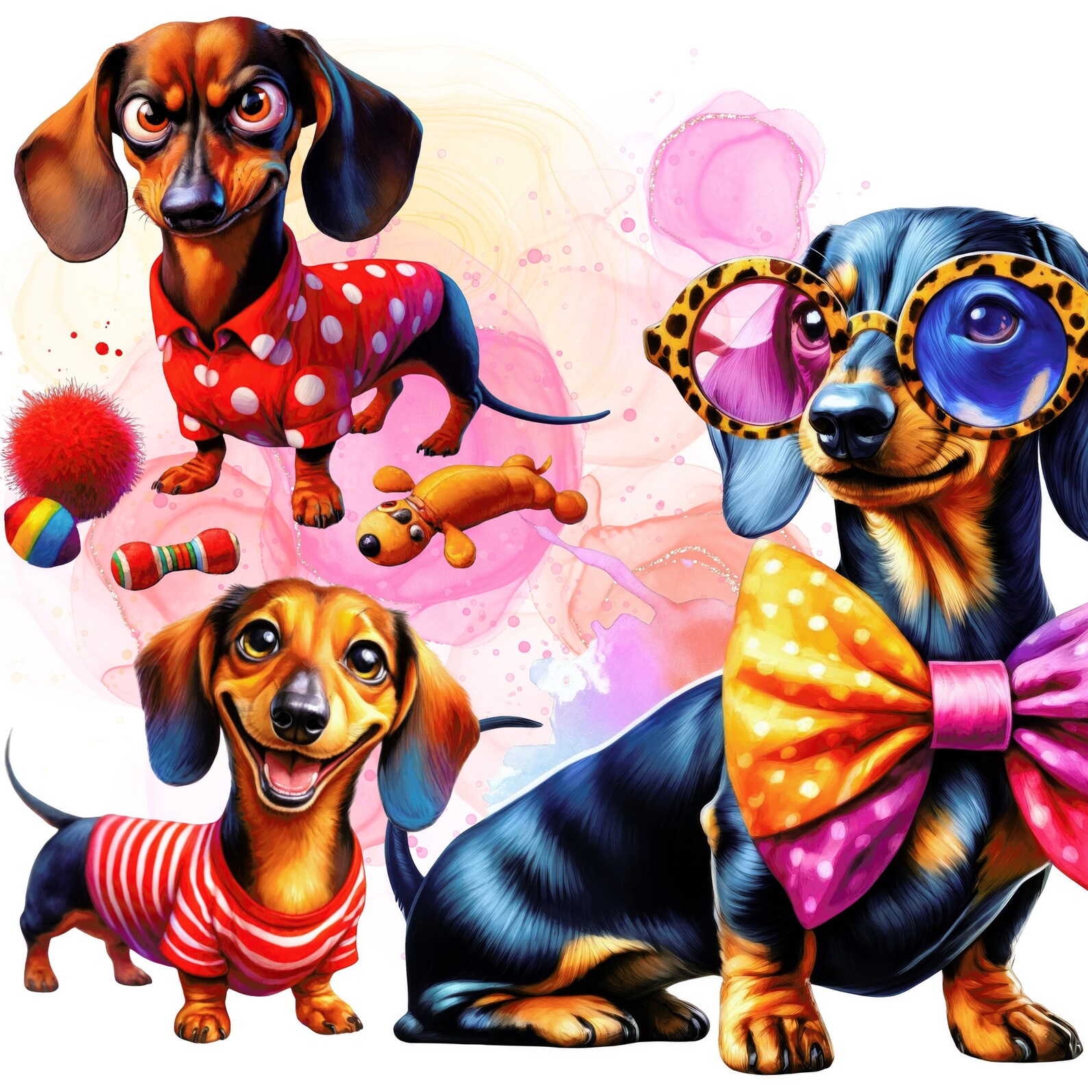 Funny Dachshund Clipart | Humorous Funny Dachshund Clipart Bundle | 10 ...