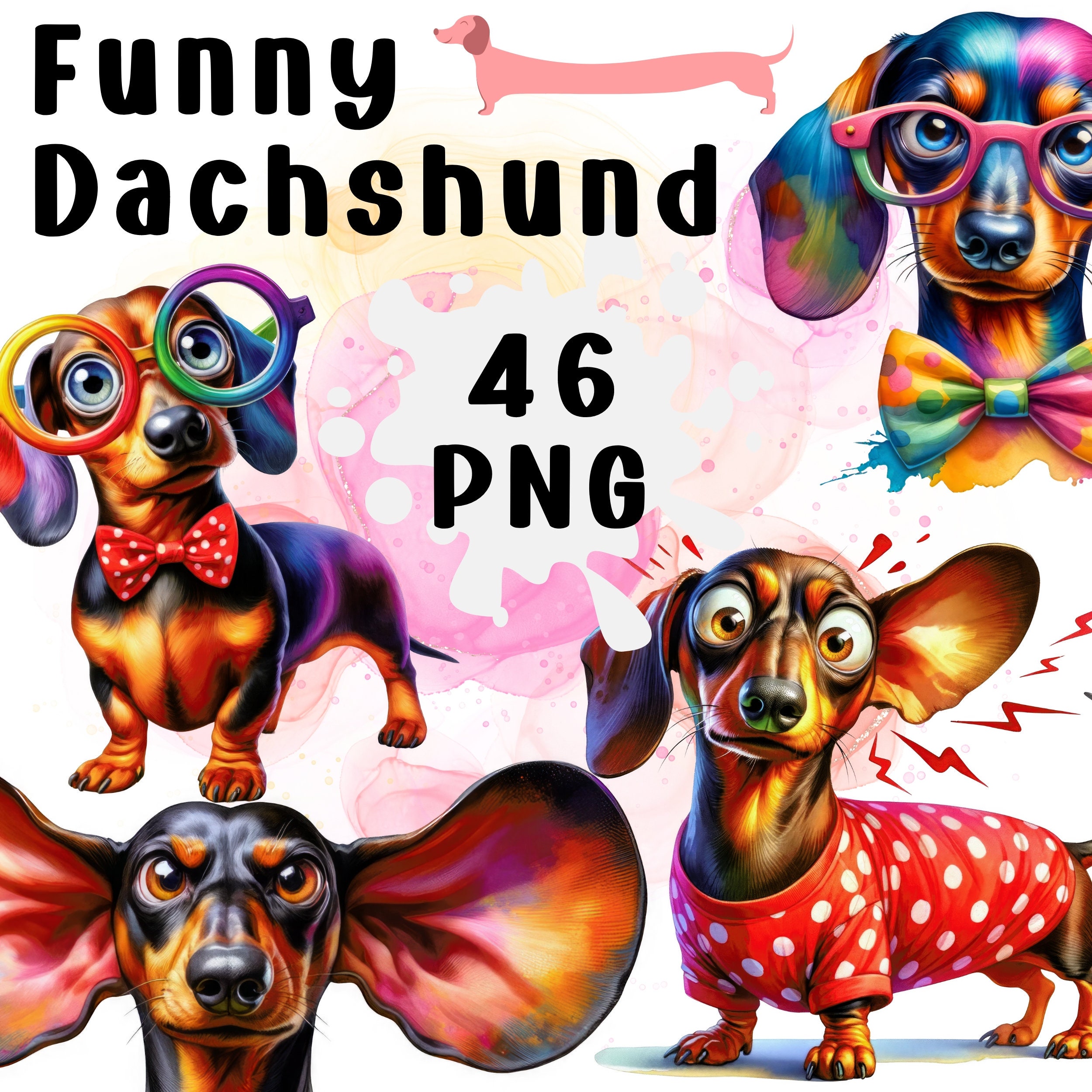 Funny Dachshund Clipart | Humorous Funny Dachshund Clipart Bundle | 10 ...