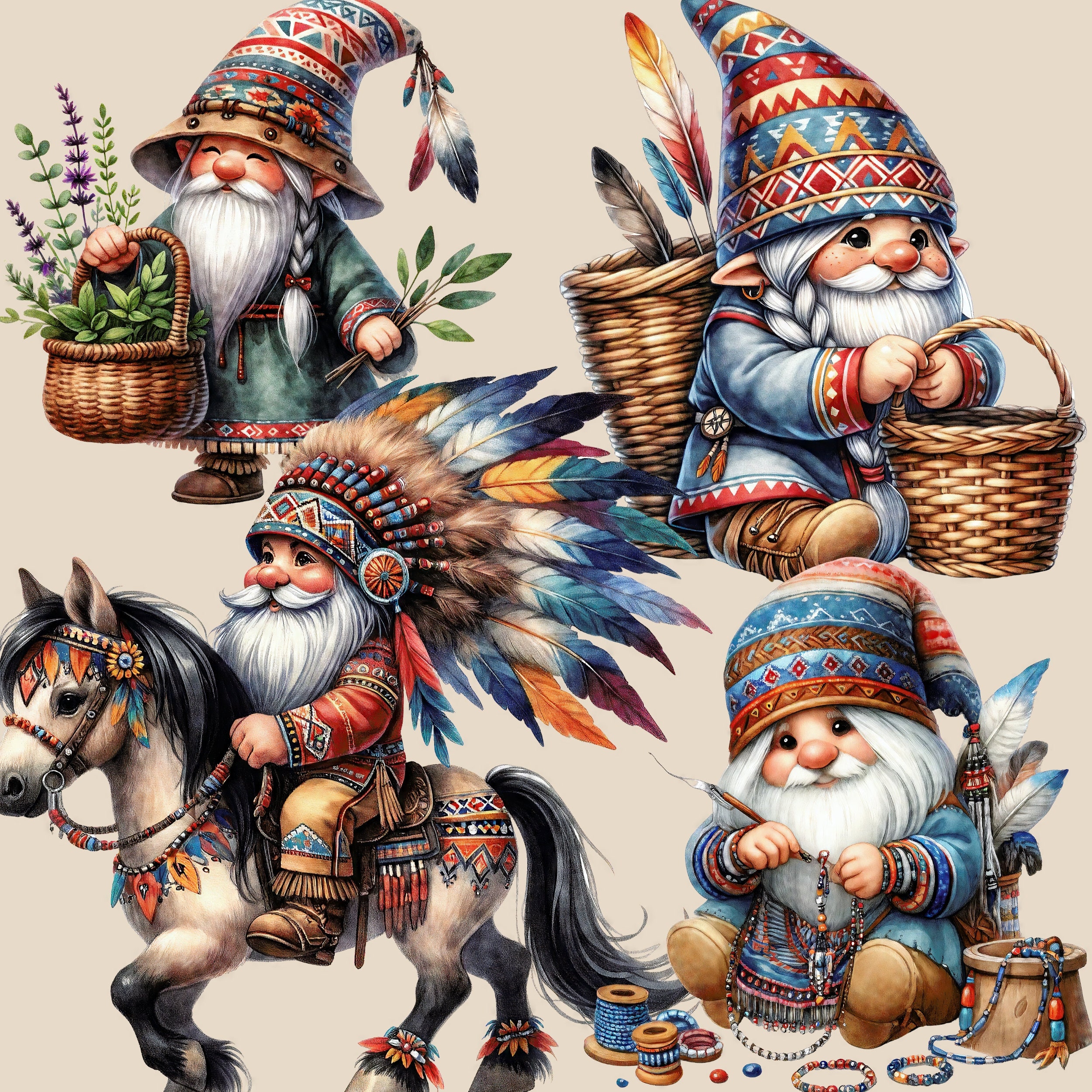 Native Indian Gnome Clipart, American Indian Gnome , Tribal Gnome Png ...