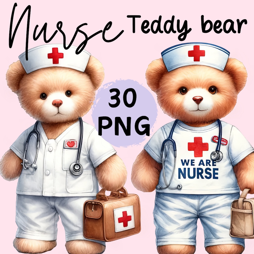 30 PNG Watercolor Nurse Clipart,teddy Bear Cute Nurse,teddy Bear Nurse,nurse Life,animal Cute ...