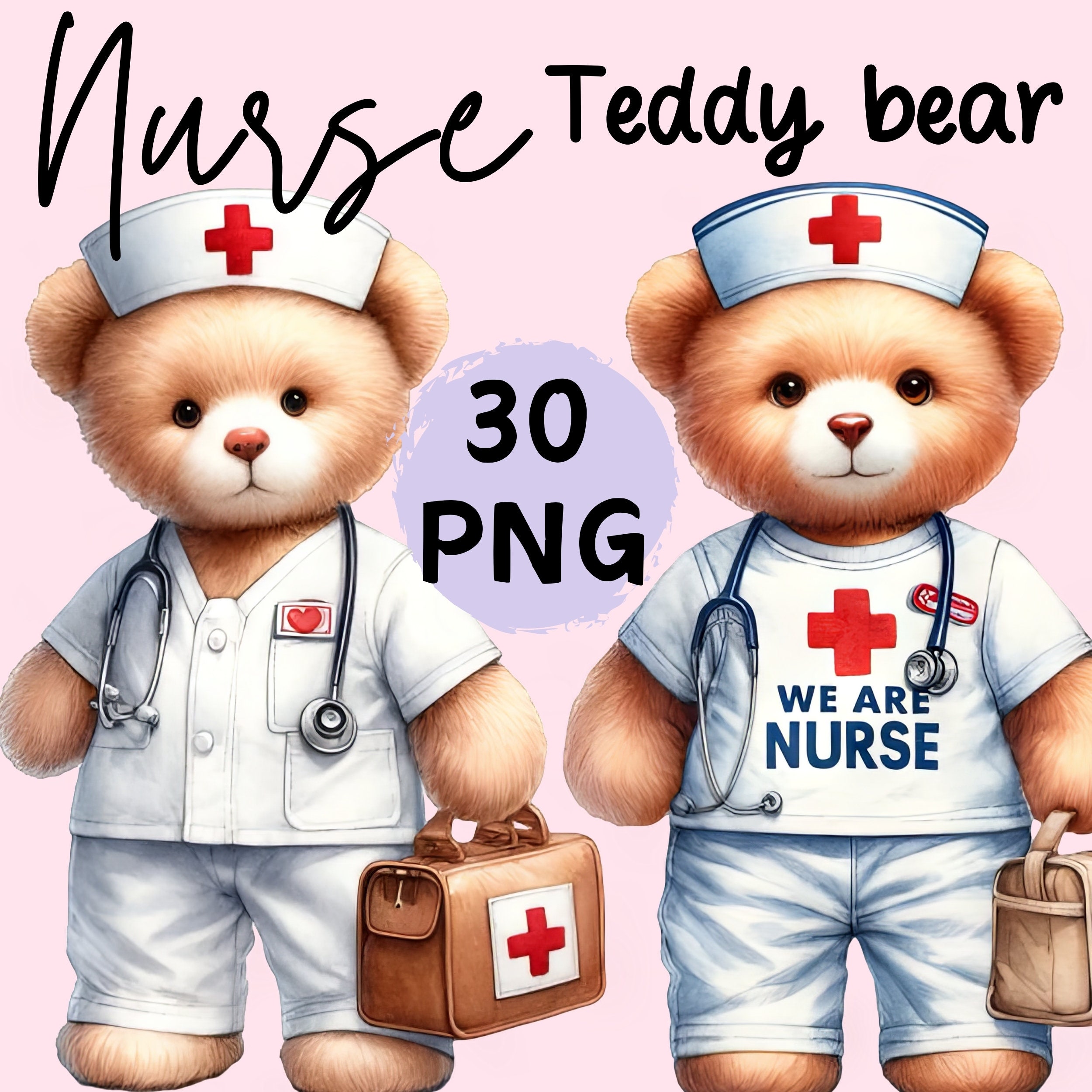 30 PNG Watercolor Nurse Clipart,teddy Bear Cute Nurse,teddy Bear Nurse,nurse Life,animal Cute ...