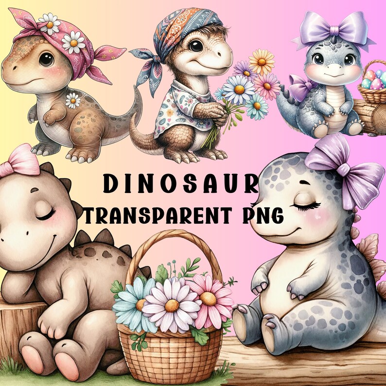 Cute Dinosaur Clipart Dino Prehistoric Animals PNG Adorable Dinosaur ...