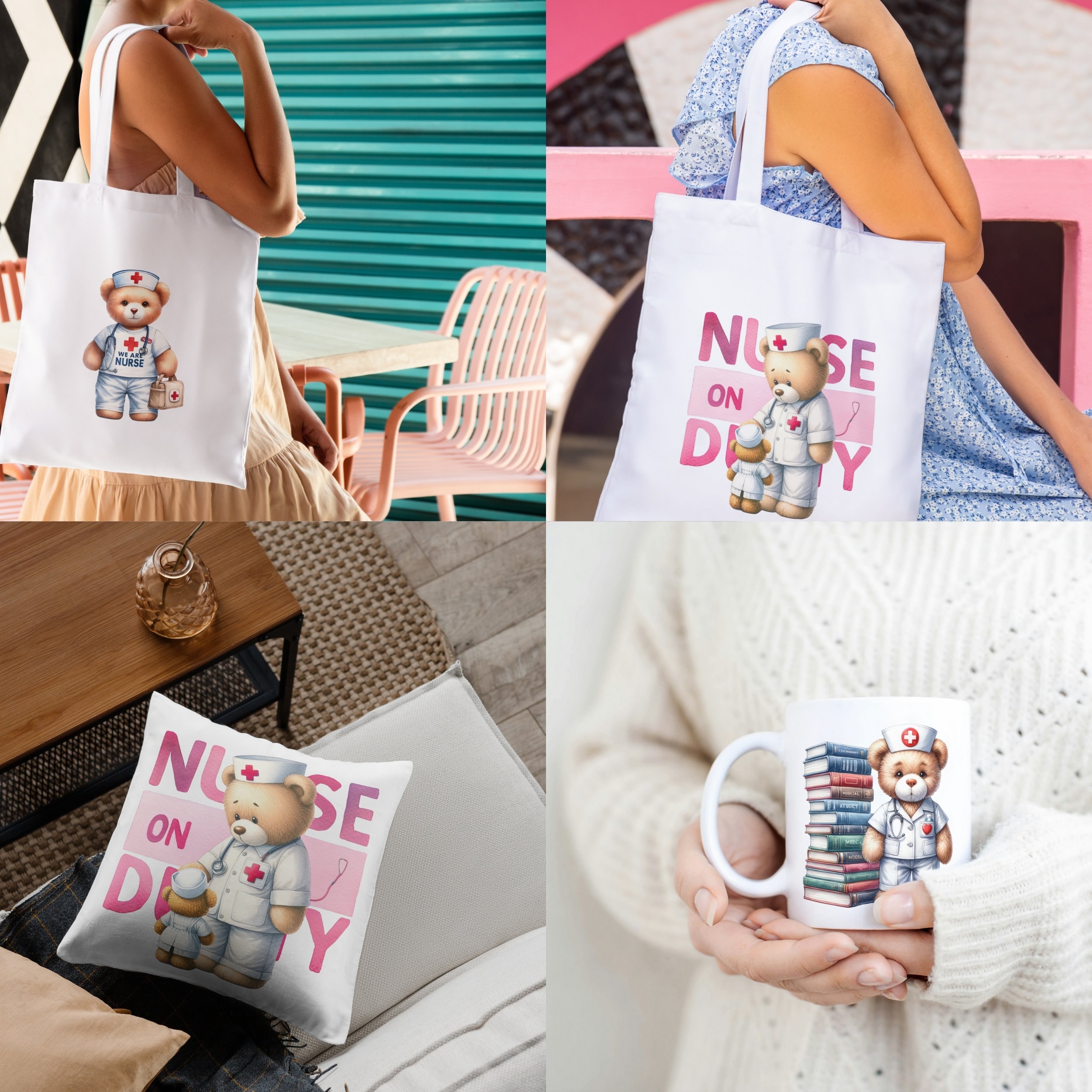 30 PNG Watercolor Nurse Clipart,teddy Bear Cute Nurse,teddy Bear Nurse ...