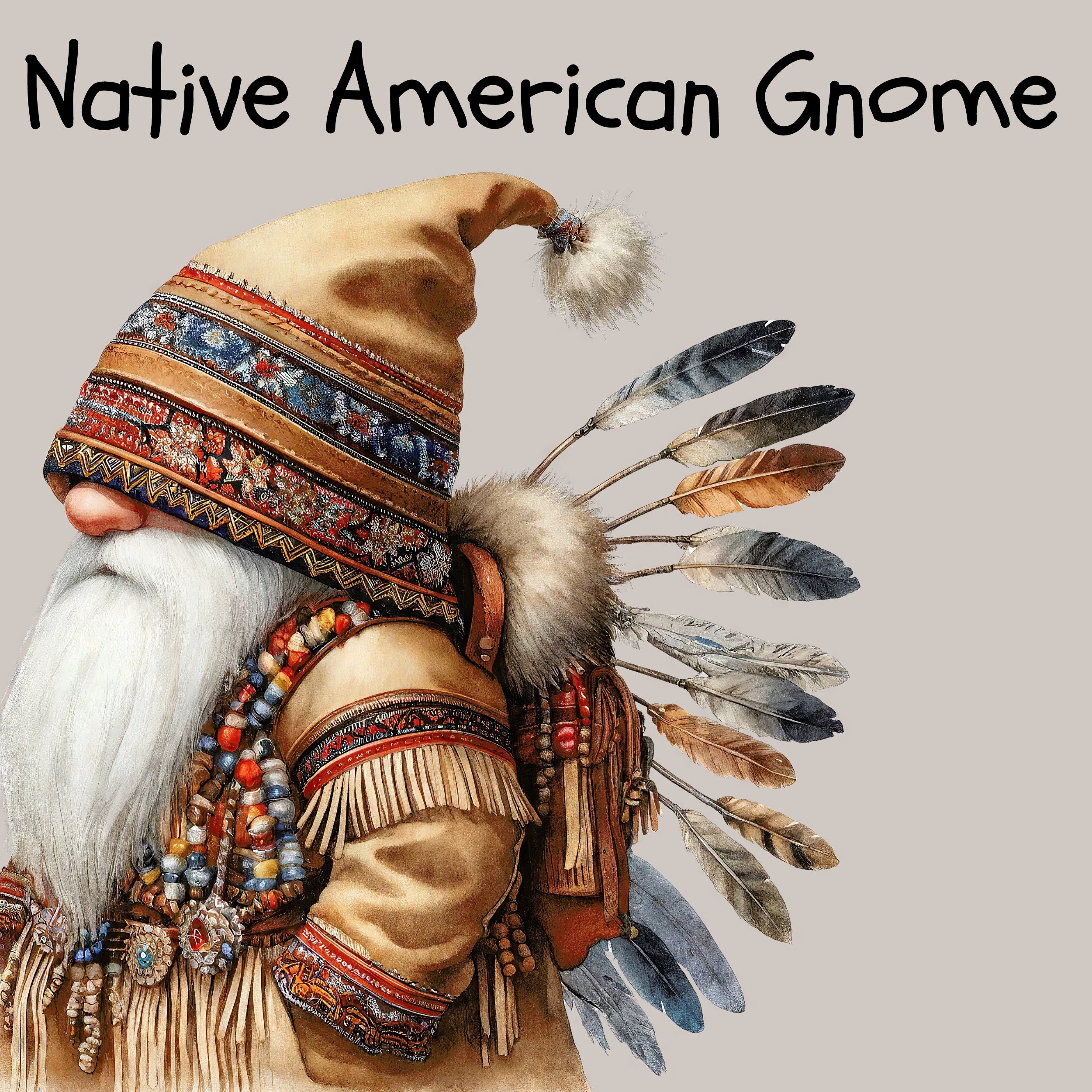 Native American Gnome Clipart, Watercolor Tribal Gnome PNG (digital ...