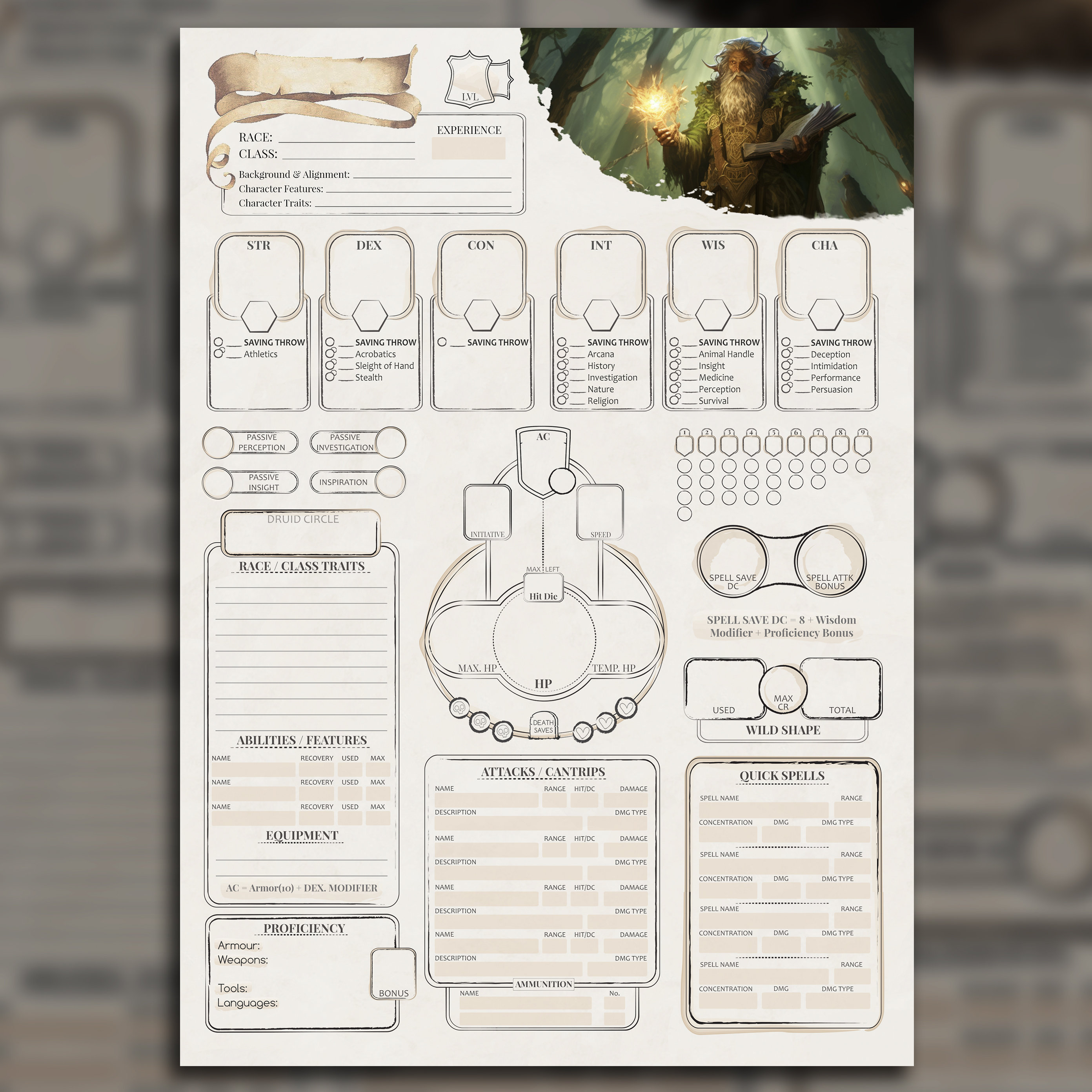 Dnd 5e Faith & Wisdom Pack Character Sheet cleric, Druid, Paladin: High ...