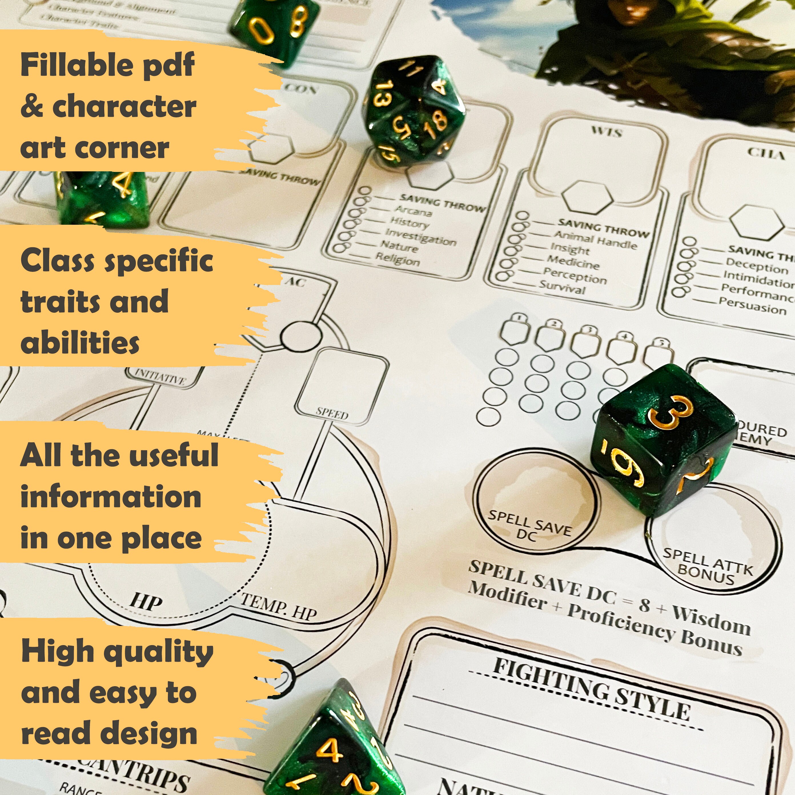 Dnd 5e Fighter Character Sheet: High Quality Fillable PDF for 5th ...