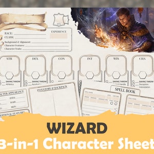 D&D 5e Wizard Character Sheet | High Quality Fillable PDF | Supplement ...