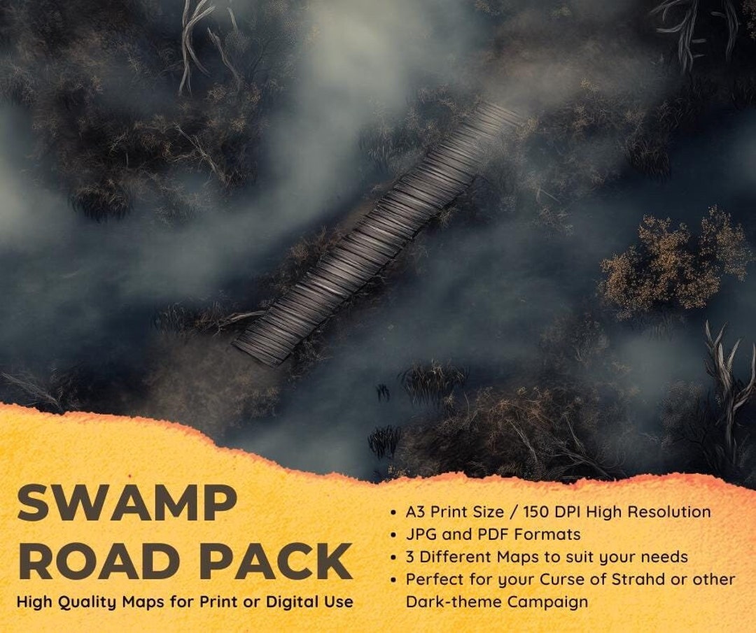 3 Swamp Road D&D Battlemaps, Dnd Battle Map, Pathfinder, Battlemap ...