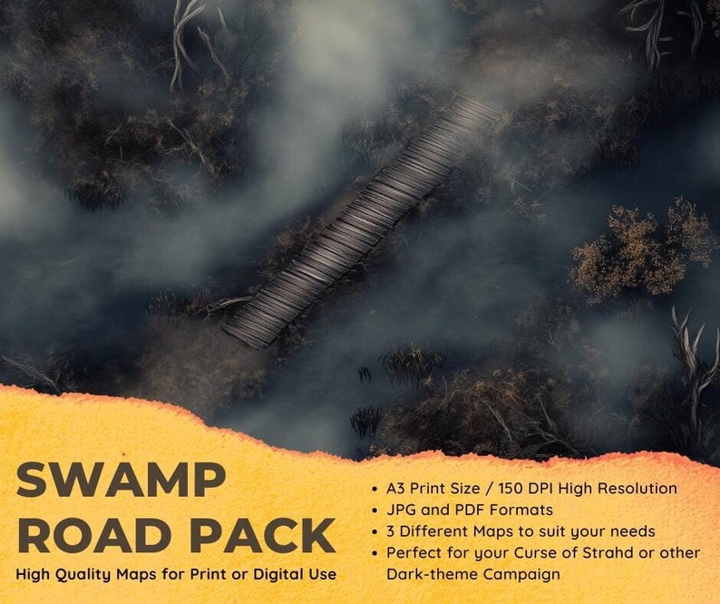 3 Swamp Road D&D Battlemaps, Dnd Battle Map, Pathfinder, Battlemap ...