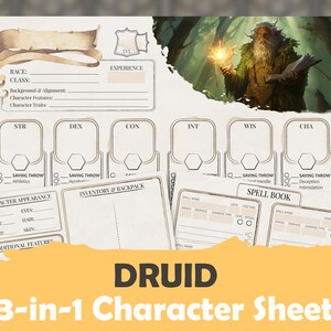 Dnd 5e Druid Character Sheet: High Quality Fillable PDF for 5th Edition ...