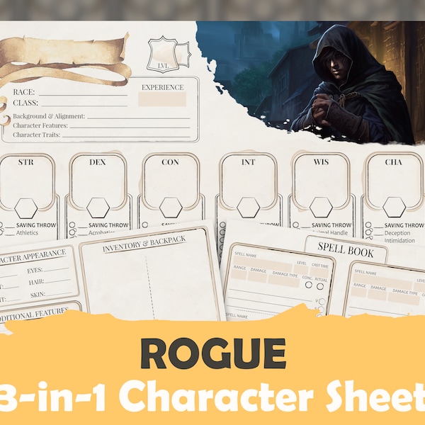 Rogue Dnd Character Sheet Pdf - Etsy