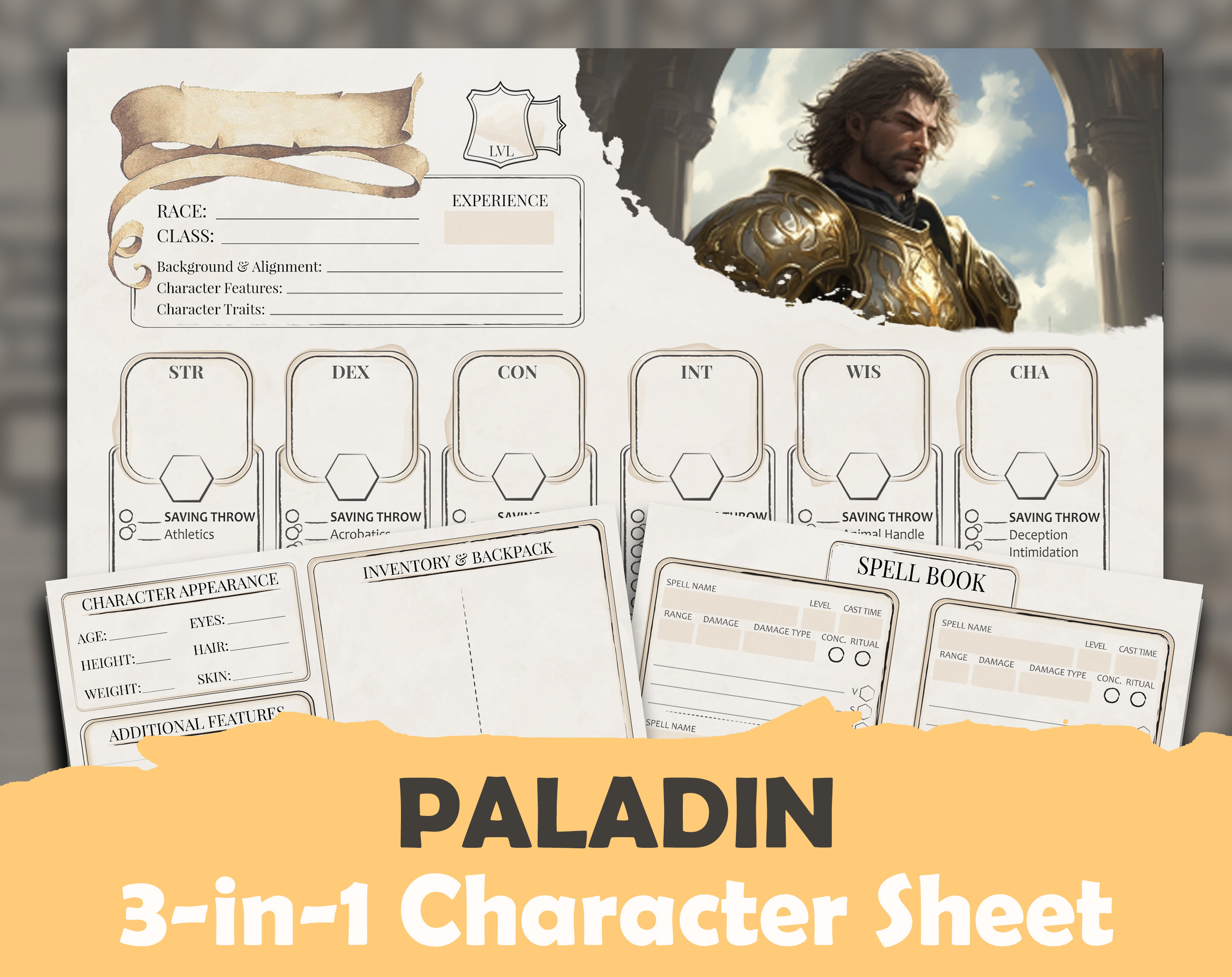 Dnd 5e Paladin Character Sheet: High Quality Fillable PDF for 5th Edition Dungeons and Dragons ...