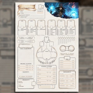 Dnd 5e Magic & Mystery Pack Character Sheet sorceror, Warlock, Wizard ...
