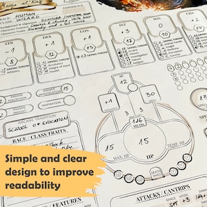 Dnd 5e Magic & Mystery Pack Character Sheet (sorceror, Warlock, Wizard ...