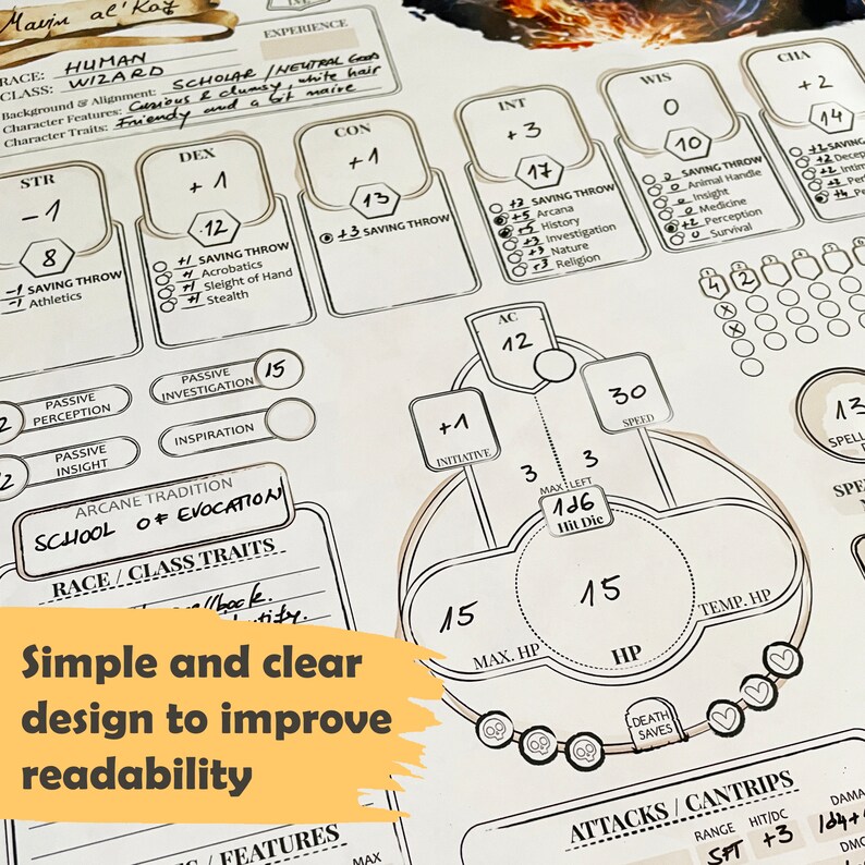 D&D 5e Warlock Character Sheet | High Quality Fillable PDF | Supplement ...