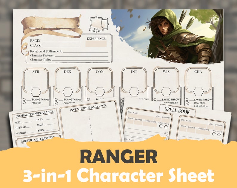 Dnd 5e Ranger Character Sheet: High Quality Fillable PDF for 5th ...