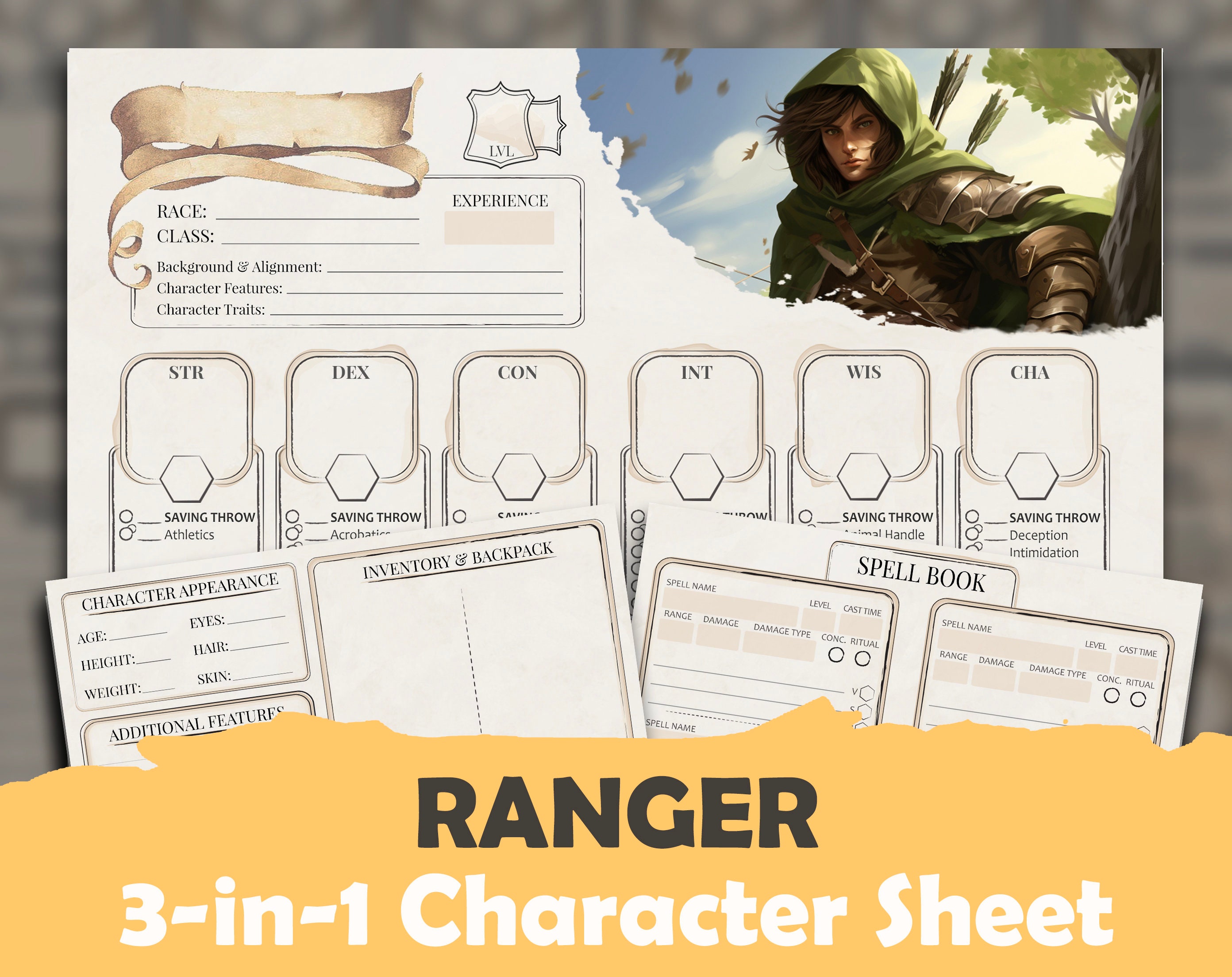 Dnd 5e Ranger Character Sheet: High Quality Fillable PDF for 5th ...