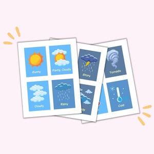Weather Flashcards, Weather Cards, Flashcards for Kids, Educational ...