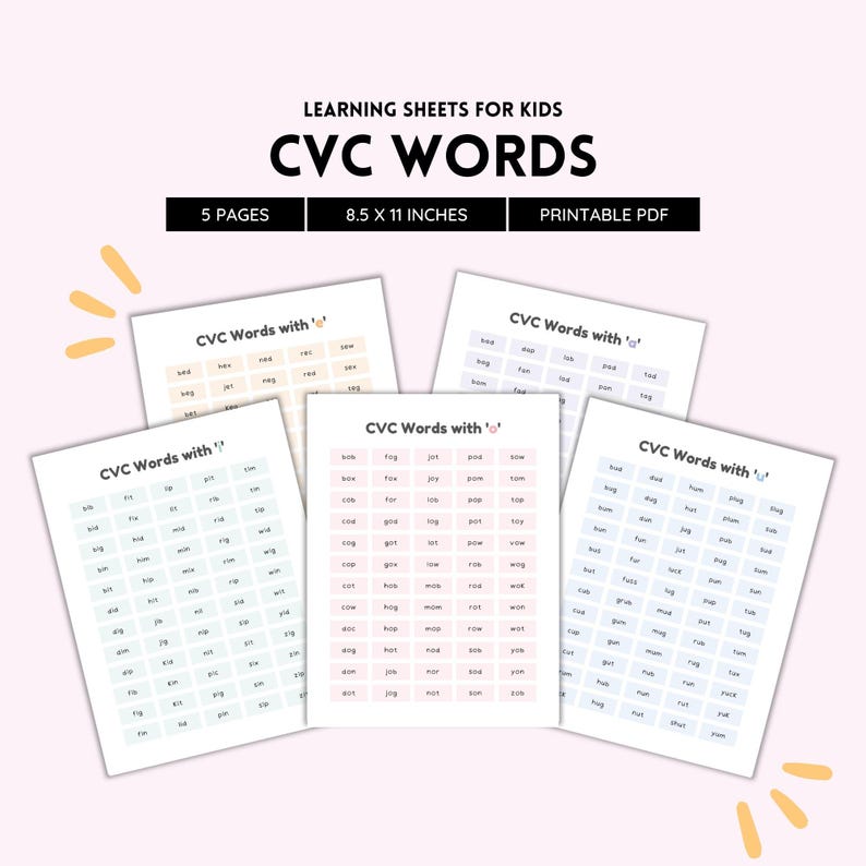 CVC Words, Learn to Read, Kindergarten Phonics, Sight Words ...