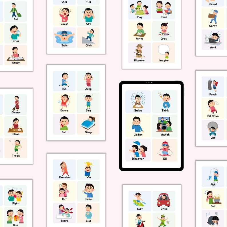 Actions Verbs Card, Flashcards, Montessori Education, Montessori ...
