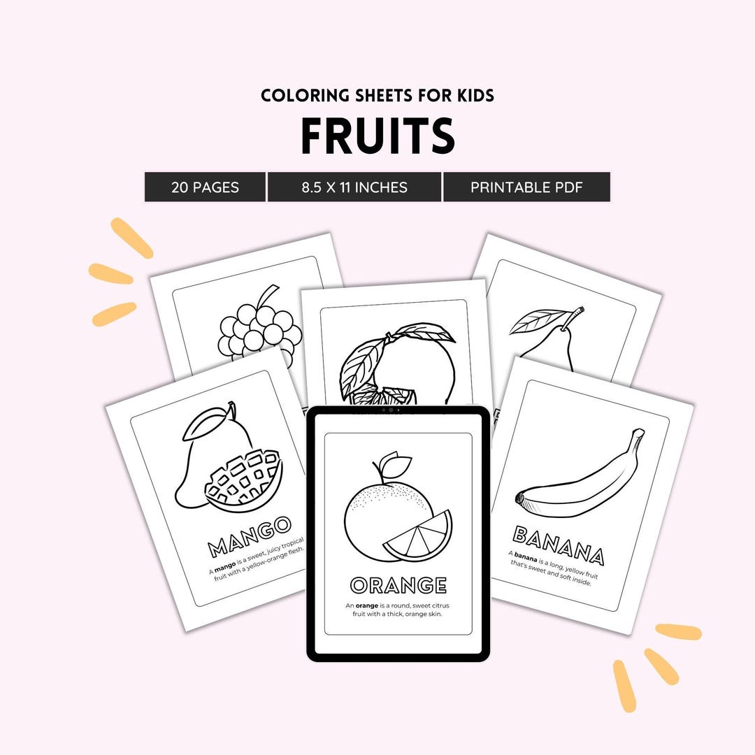 Fruit Coloring Pages, Coloring Book, Digital Download, Coloring Sheets ...