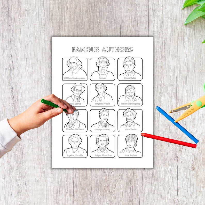 Famous Authors, Coloring Pages, Famous Author, Classroom Decor ...