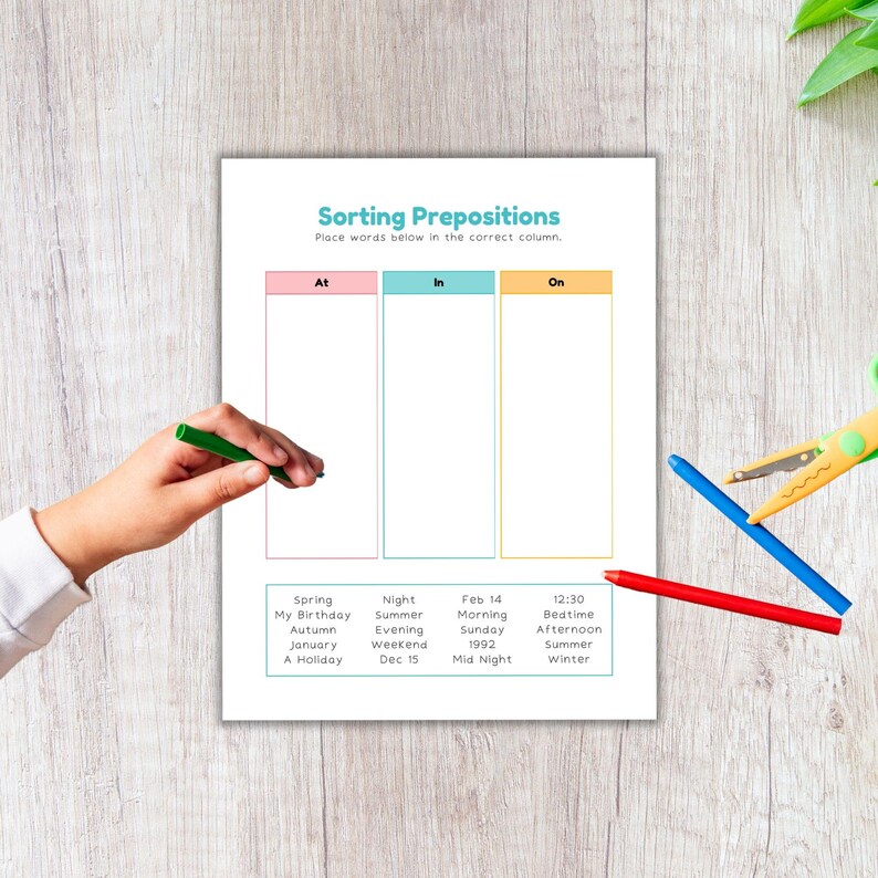 Preposition Worksheet, Parts of Speech, Grammar Worksheet, Preposition ...