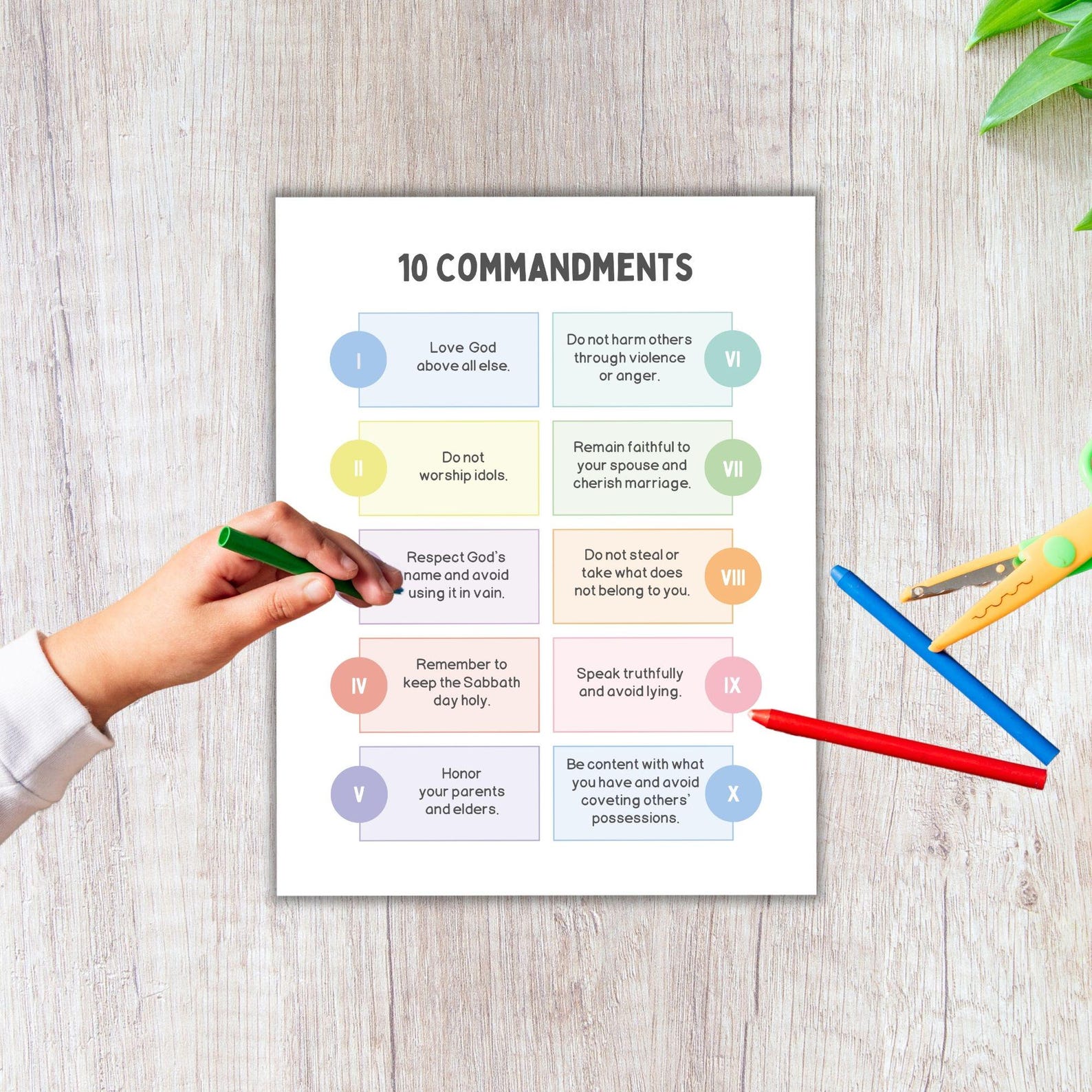 10 Commandments Printable | Color PDF | Bible Verse Wall Art ...