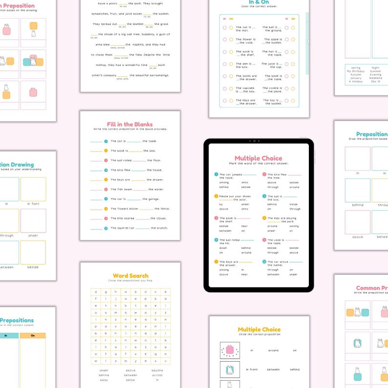 Preposition Worksheet, Parts of Speech, Grammar Worksheet, Preposition ...