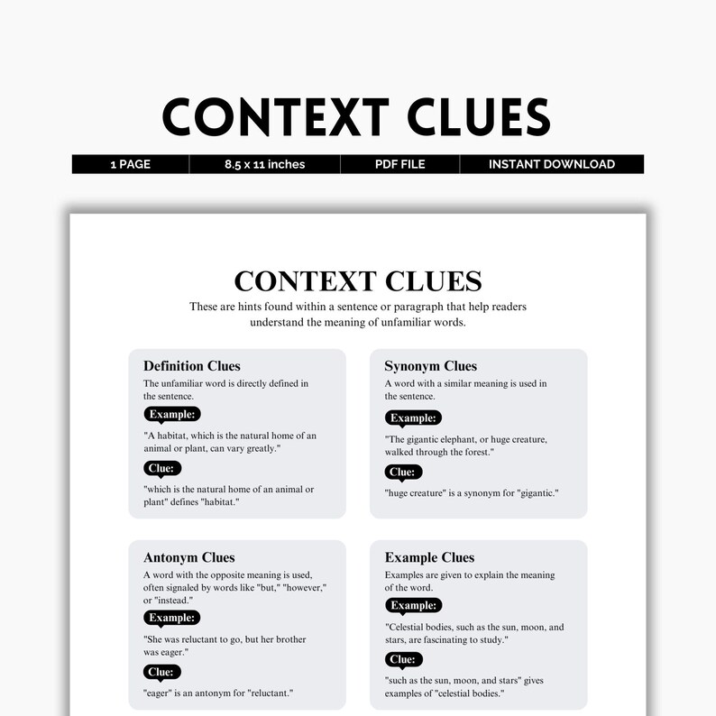 Context Clues, English Learning, Anchor Charts, Lesson Plan, Classroom ...
