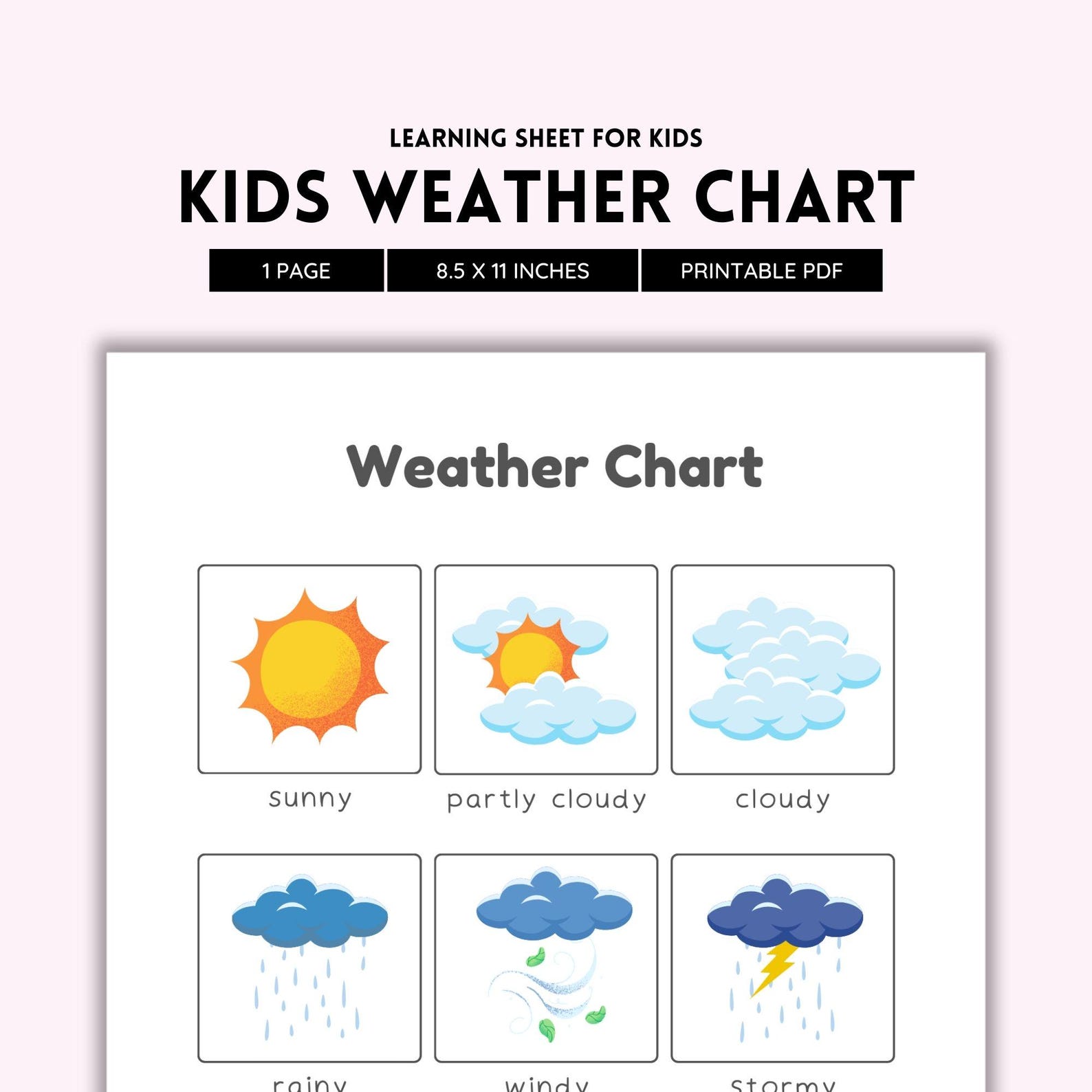 Kids Weather Chart, Weather Cards, Weather Chart, Preschool Activity ...