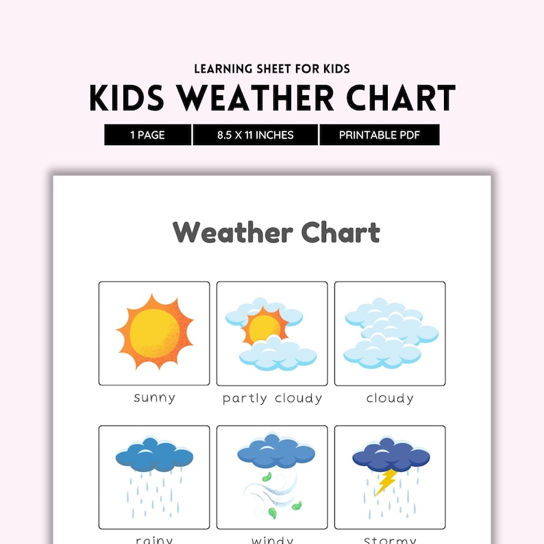Kids Weather Chart, Weather Cards, Weather Chart, Preschool Activity ...