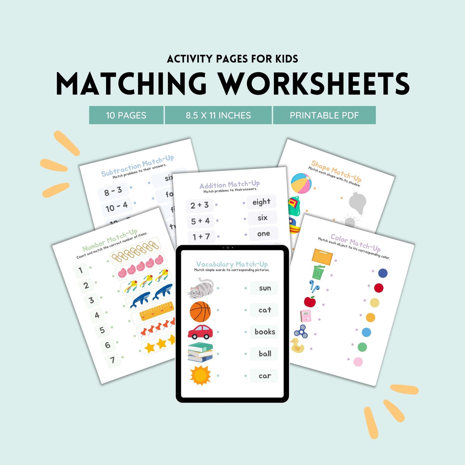 Match Up, Match up Games, Matching Worksheets, Preschool Match Game ...