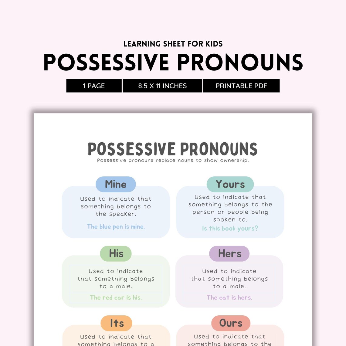 Possessive Pronouns, English Grammar, Subject Pronouns, Personal ...