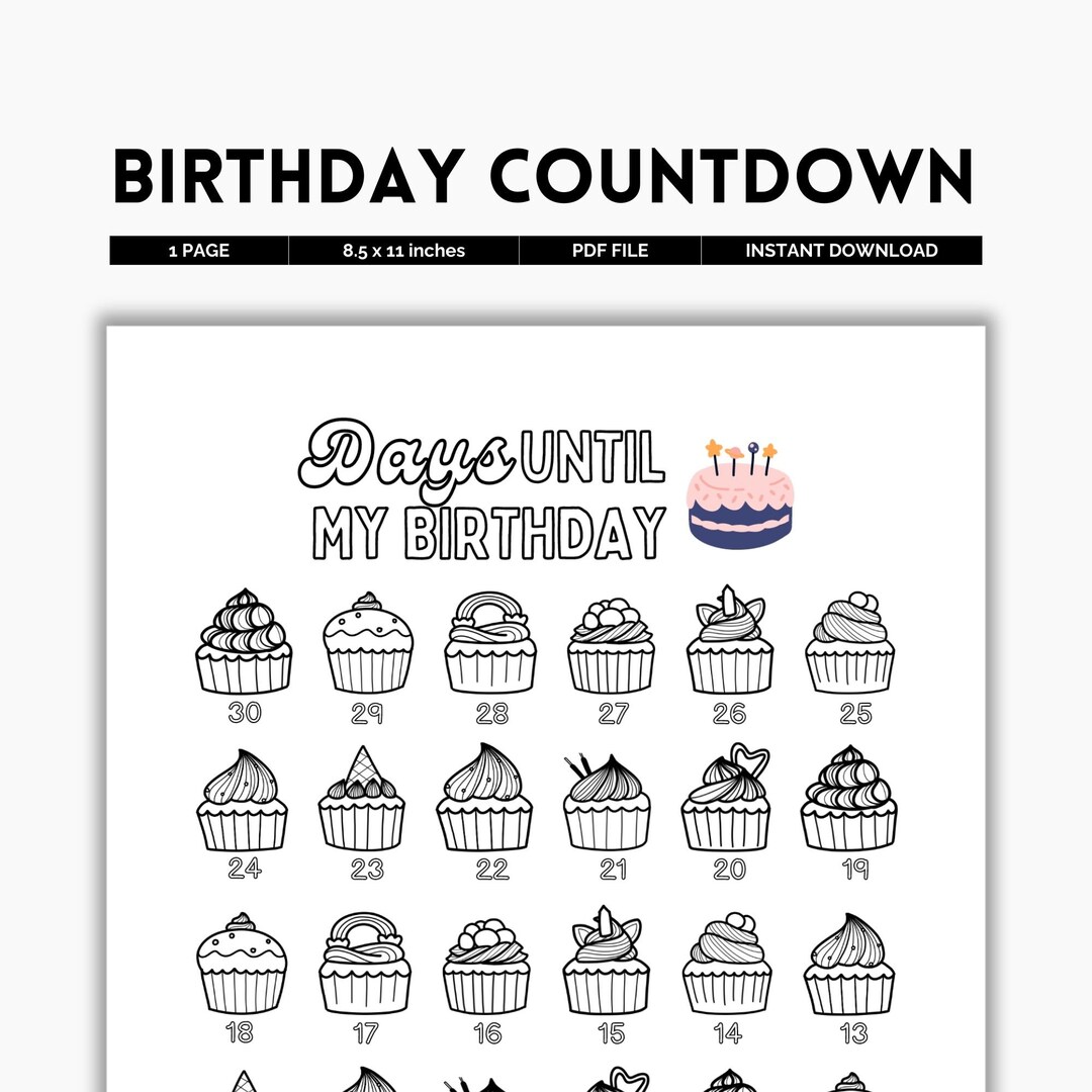 Birthday Countdown, Birthday Calendar, Countdown Calendar, Kids ...