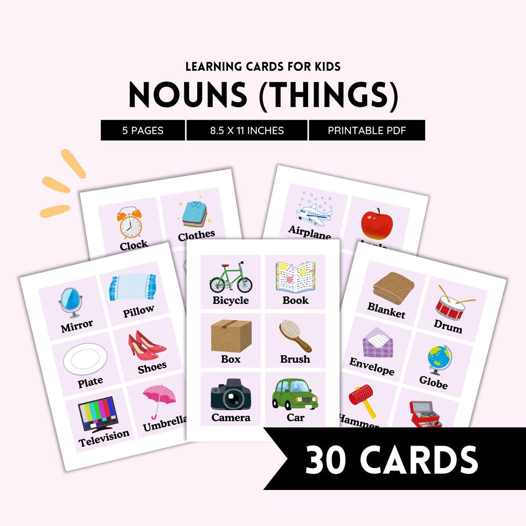 Nouns (things), Nouns, Noun Card, Parts of Speech, Proper Nouns ...
