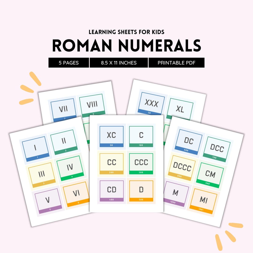 Roman Numerals Chart, Learn Roman Numerals, Teach Roman Numerals, Write ...